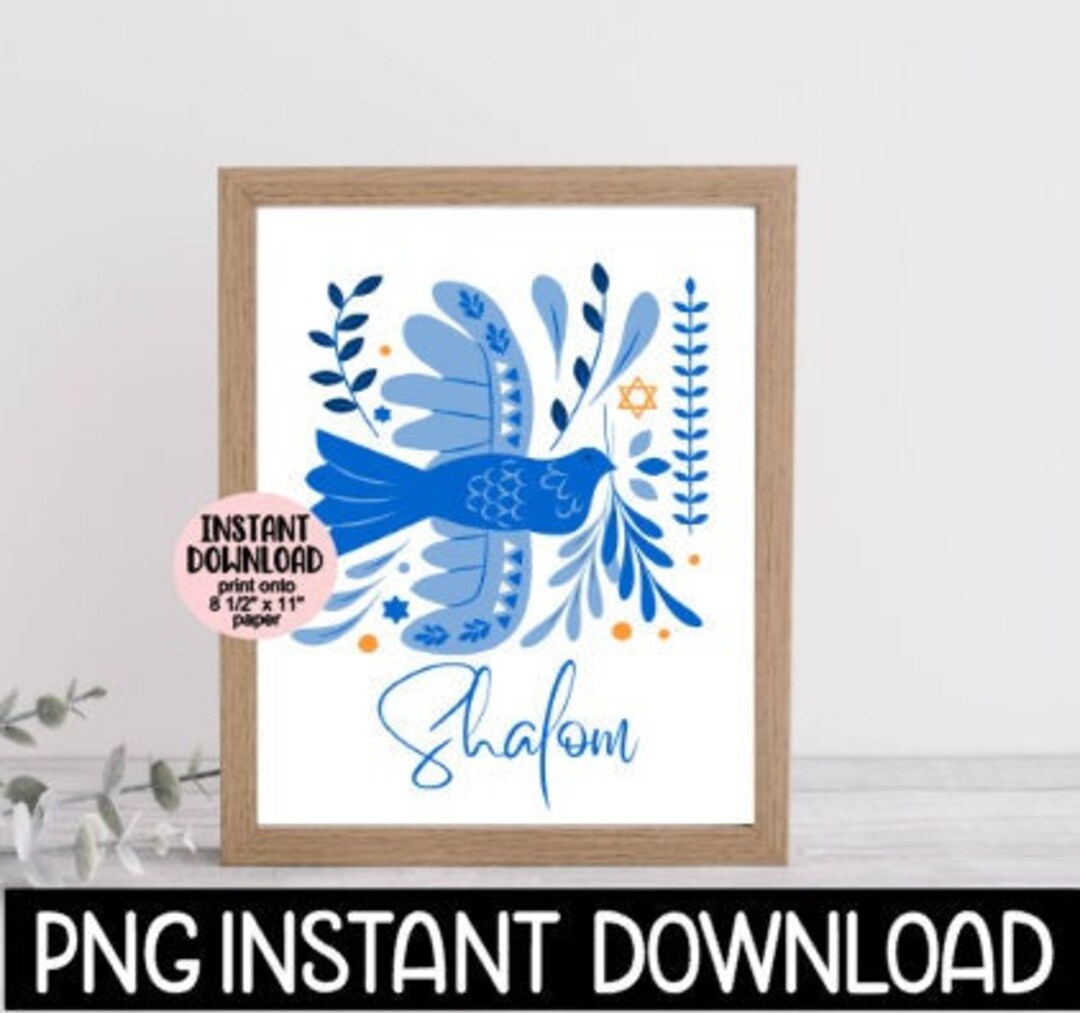 Shalom Dove Sign PNG, Shalom Jewish Sign PNG, Jewish Printable Sign ...