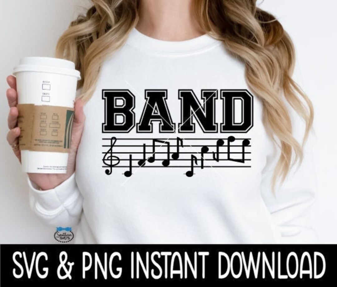 Band SVG, Band PNG, Tote Bag Svg, Band Music Note SVG Instant Download ...