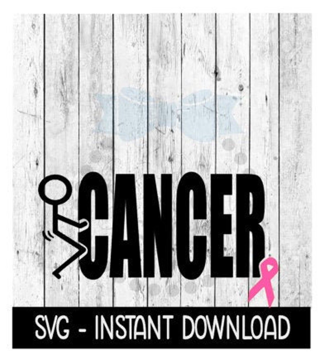 Fck Cancer Ribbon, Breast Cancer Ribbon SVG, Wine Glass SVG, Instant ...