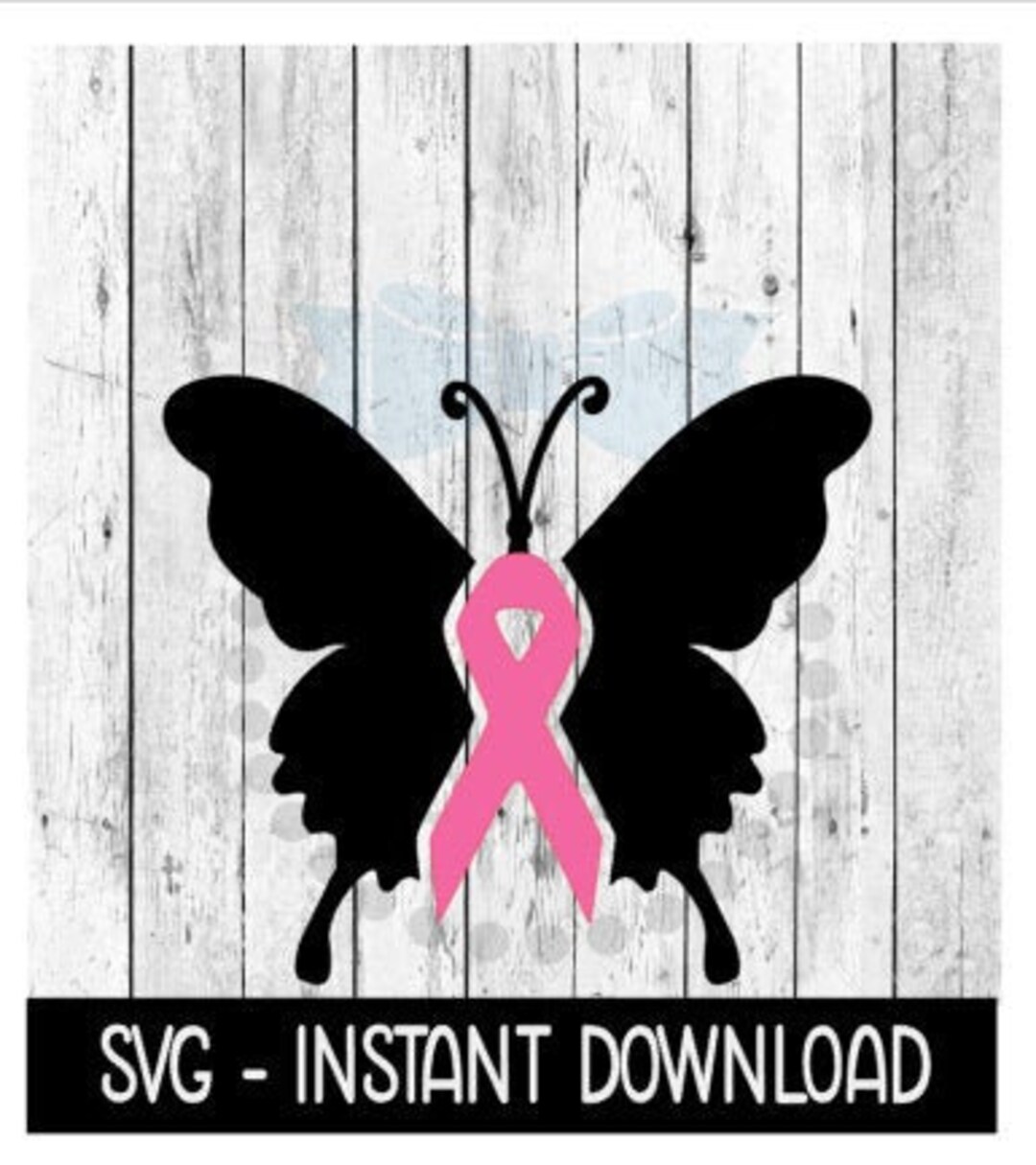 Butterfly Cancer Ribbon SVG, Breast Cancer Ribbon SVG, Wine Glass SVG ...