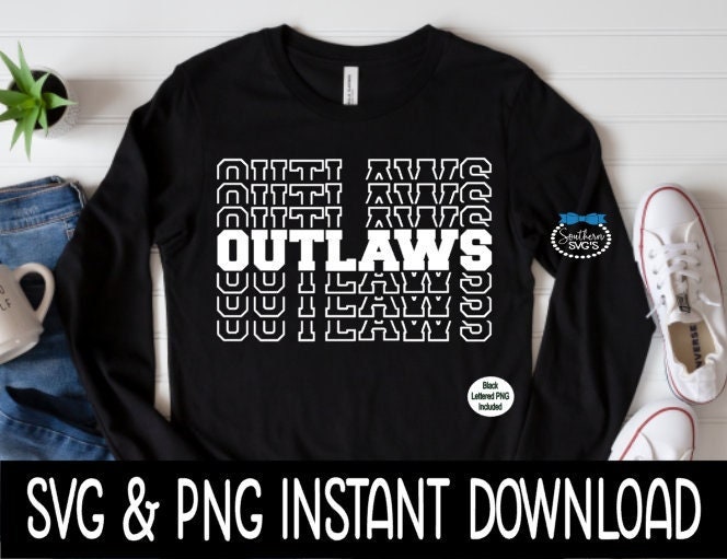 Outlaws SVG, Outlaws PNG, Outlaws Stacked Instant Download, Cricut Cut ...