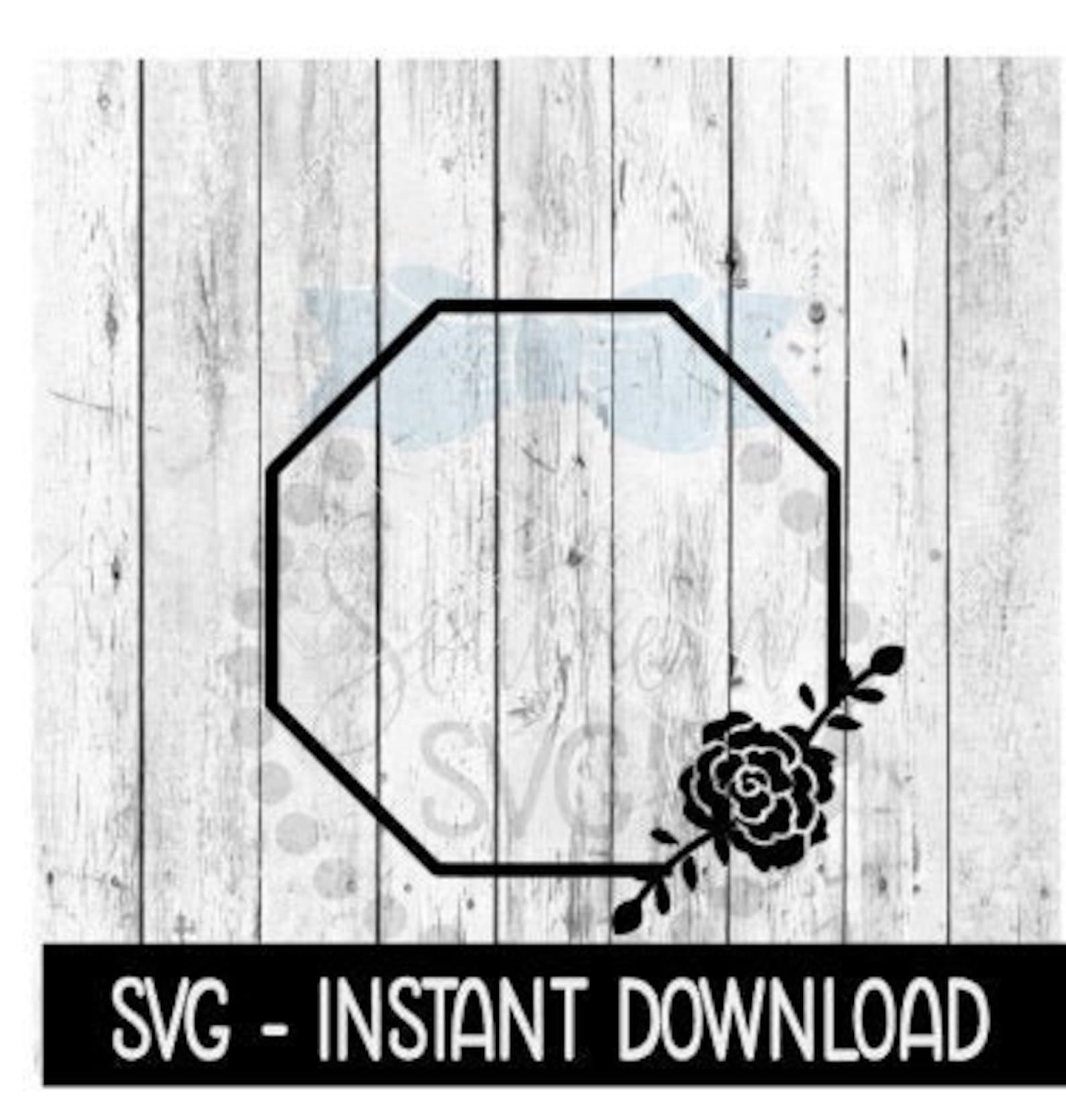 Octagon Frame With Flower SVG Octagon Frame SVG Files - Etsy