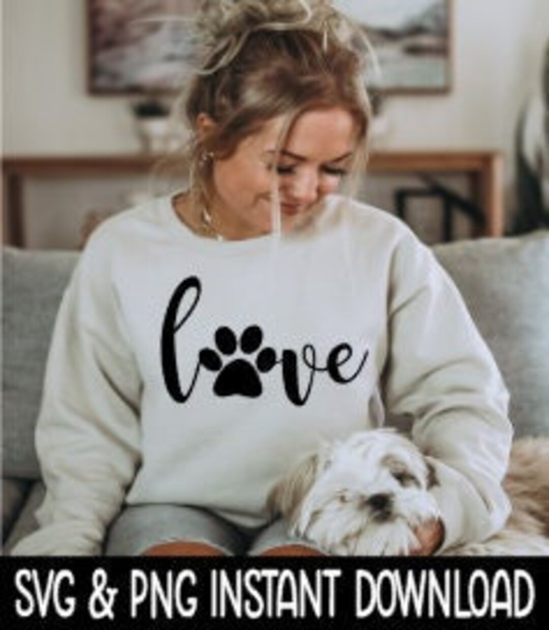 Love With Dog Paw and Heart SVG, PNG Files, Instant Download, Cricut ...