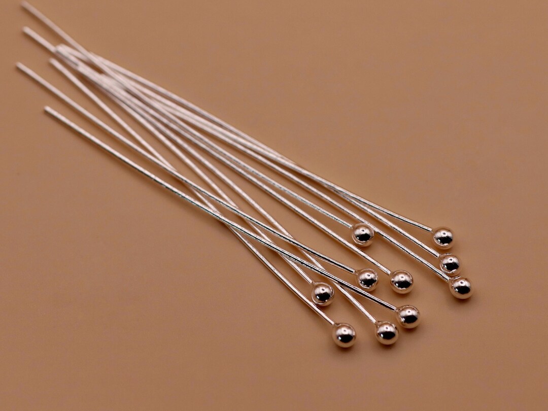 Sterling Silver Ball Head Pins – 0.5mm Wire With 1.5mm Ball End – 25mm ...