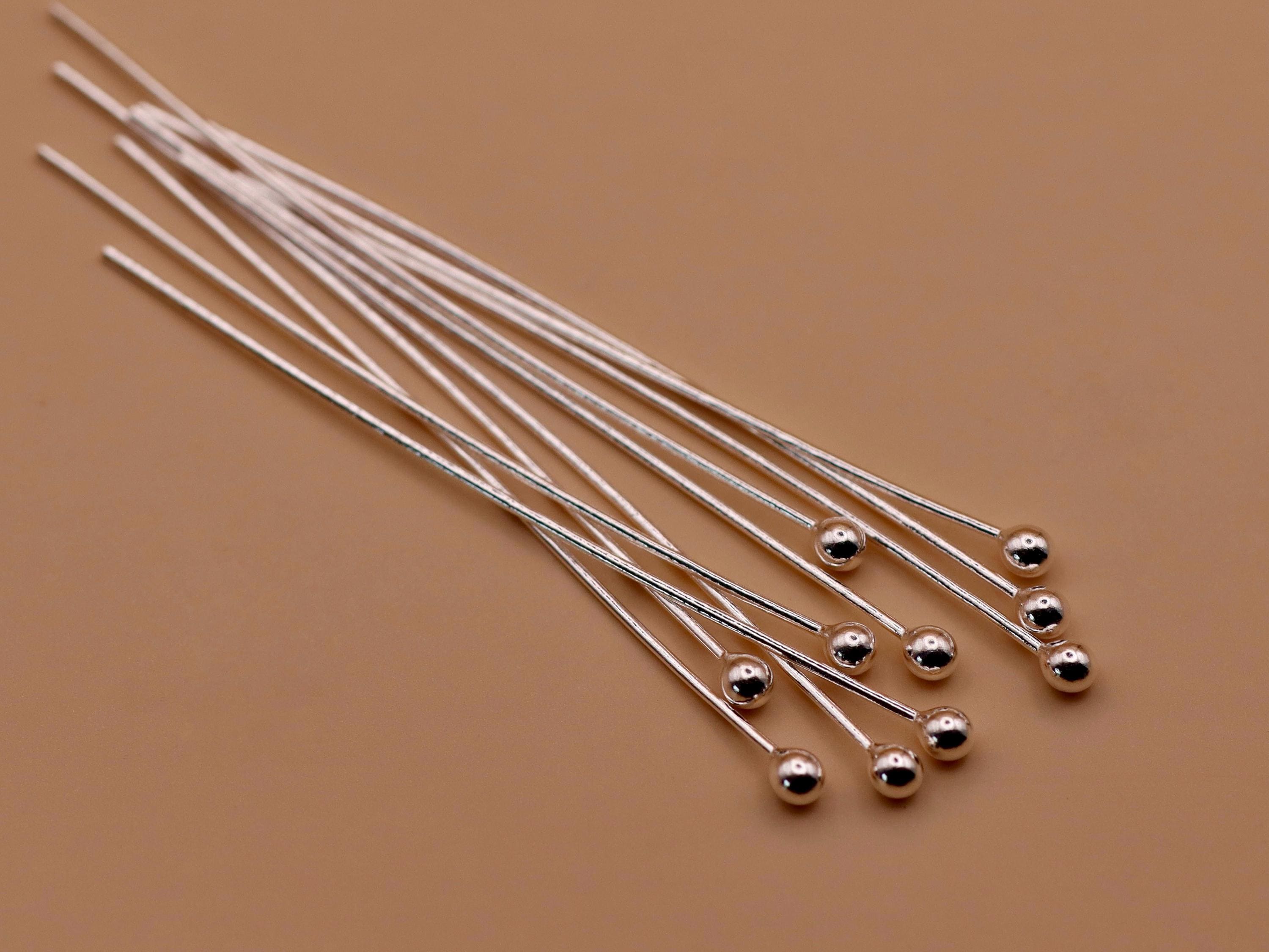 Sterling Silver Ball Head Pins – 0.5mm Wire With 1.5mm Ball End – 25mm ...