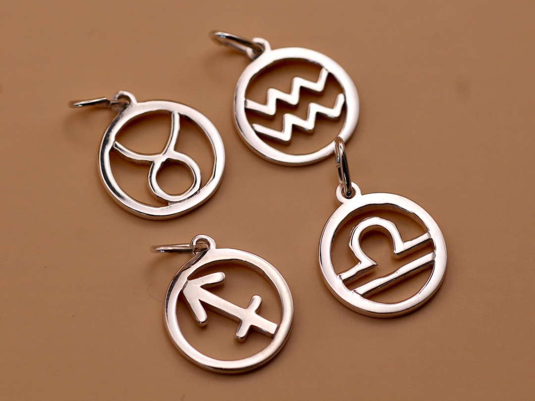 Sterling Silver Zodiac Charm Pendant | Horoscope Jewellery | 12mm ...