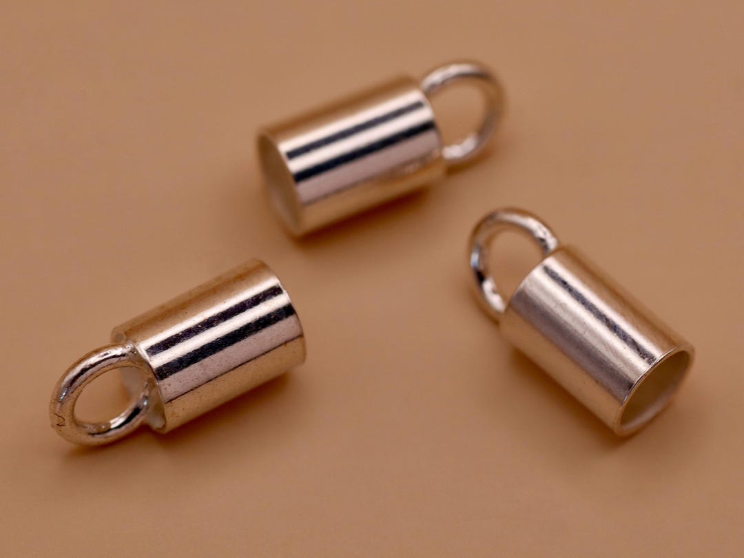 Sterling Silver Cord Ends With Loops | Glue-on End Caps | 1mm 2mm 3mm ...