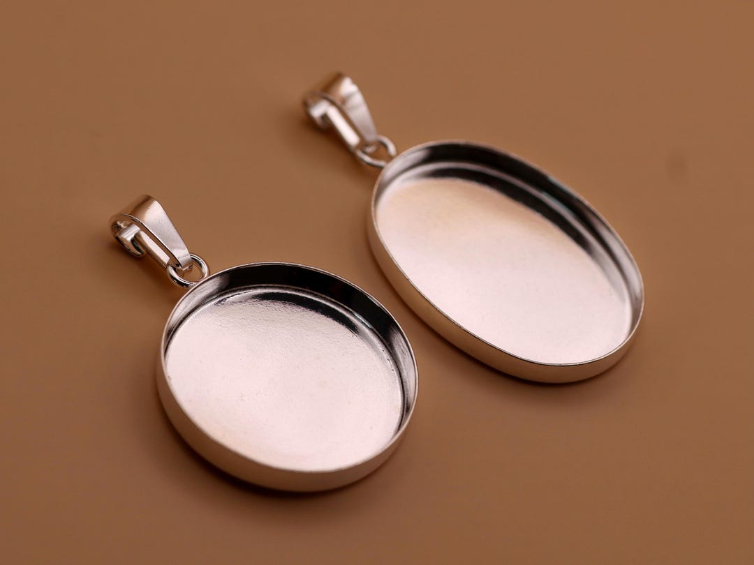 Sterling Silver Bezel Pendant Blanks With Bail – Round & Oval Settings ...