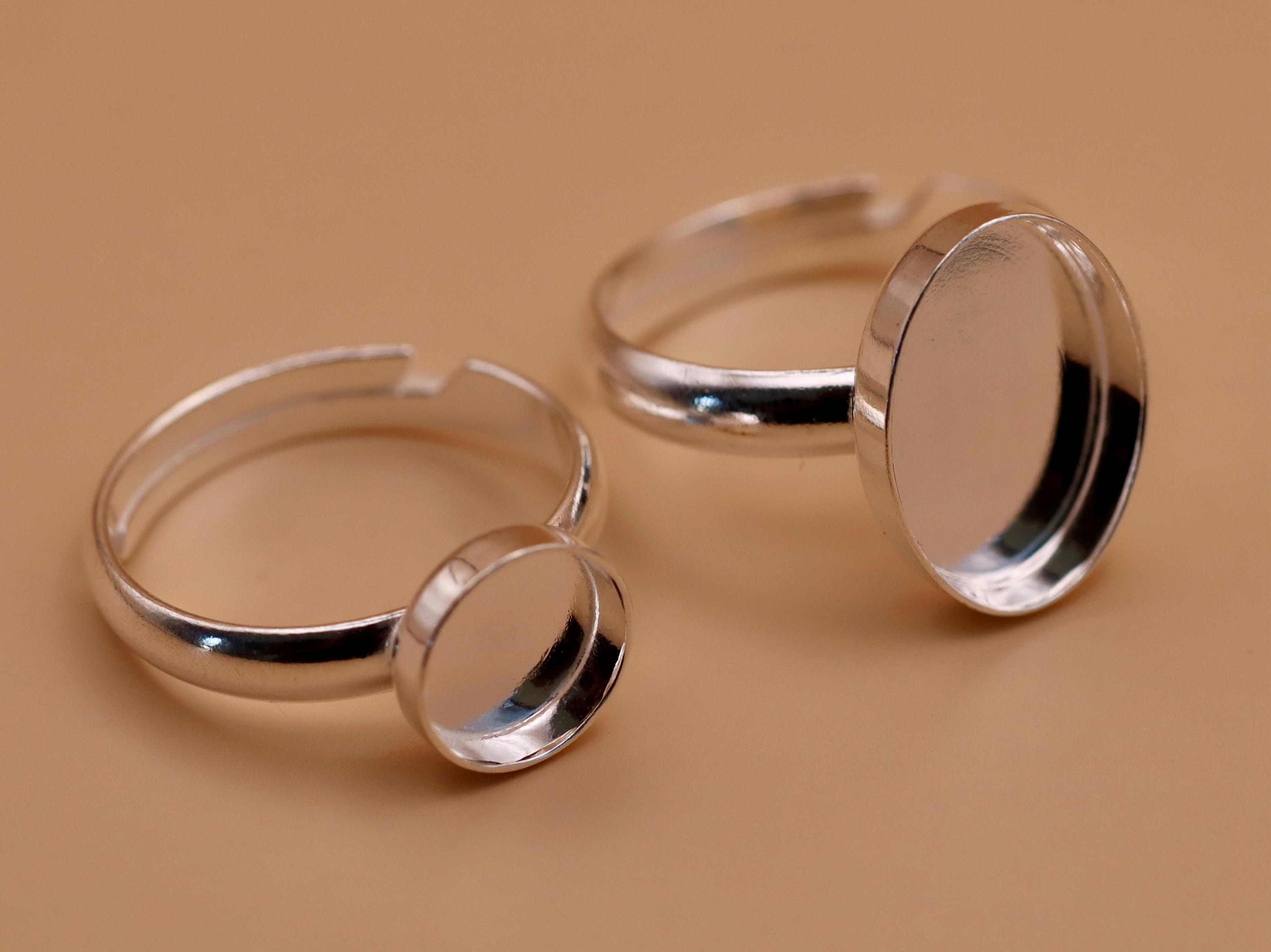 Adjustable Flat Base Ring Blanks 16mm 50-Piece Adjustable Ring Blanks ...