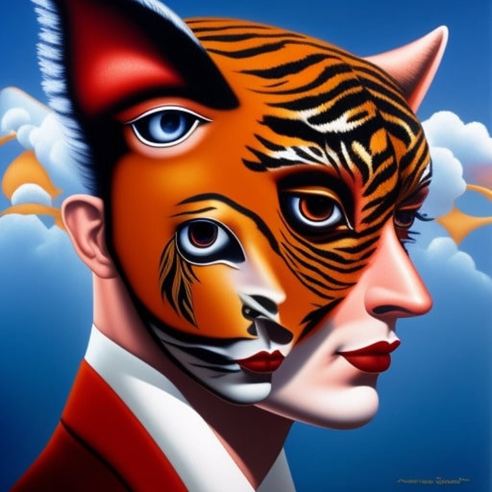 Surrealist Tiger Oil Painting Salvador Dali Style Surrealism Woman ...