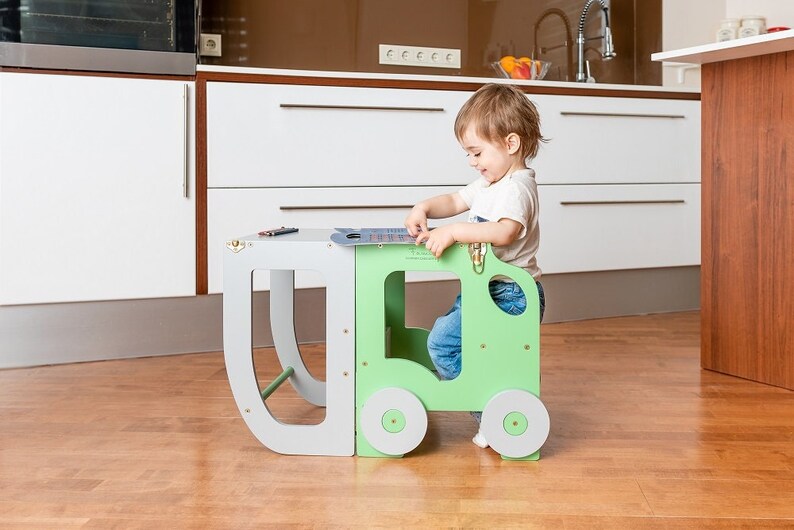 Montessori Kitchen Step Stool: Eco-friendly Toddler Furniture for ...