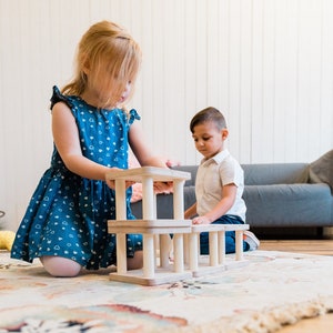 Wooden Building Set, Natural Wood Blocks, Montessori Play Set, Wooden ...