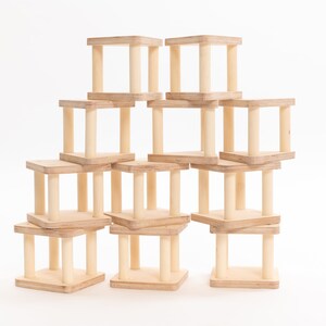Wooden Building Set, Natural Wood Blocks, Montessori Play Set, Wooden ...