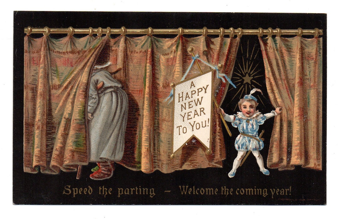 Rare 19th Century Chromo Card New Year Happy New Year - Etsy