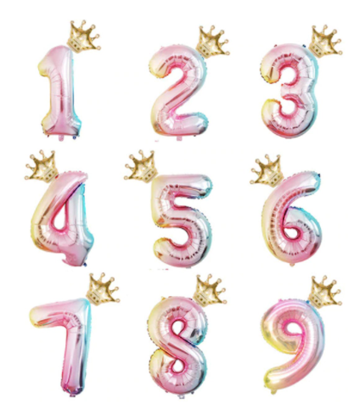 27 Rainbow Number With Crown Balloon Foil - Etsy