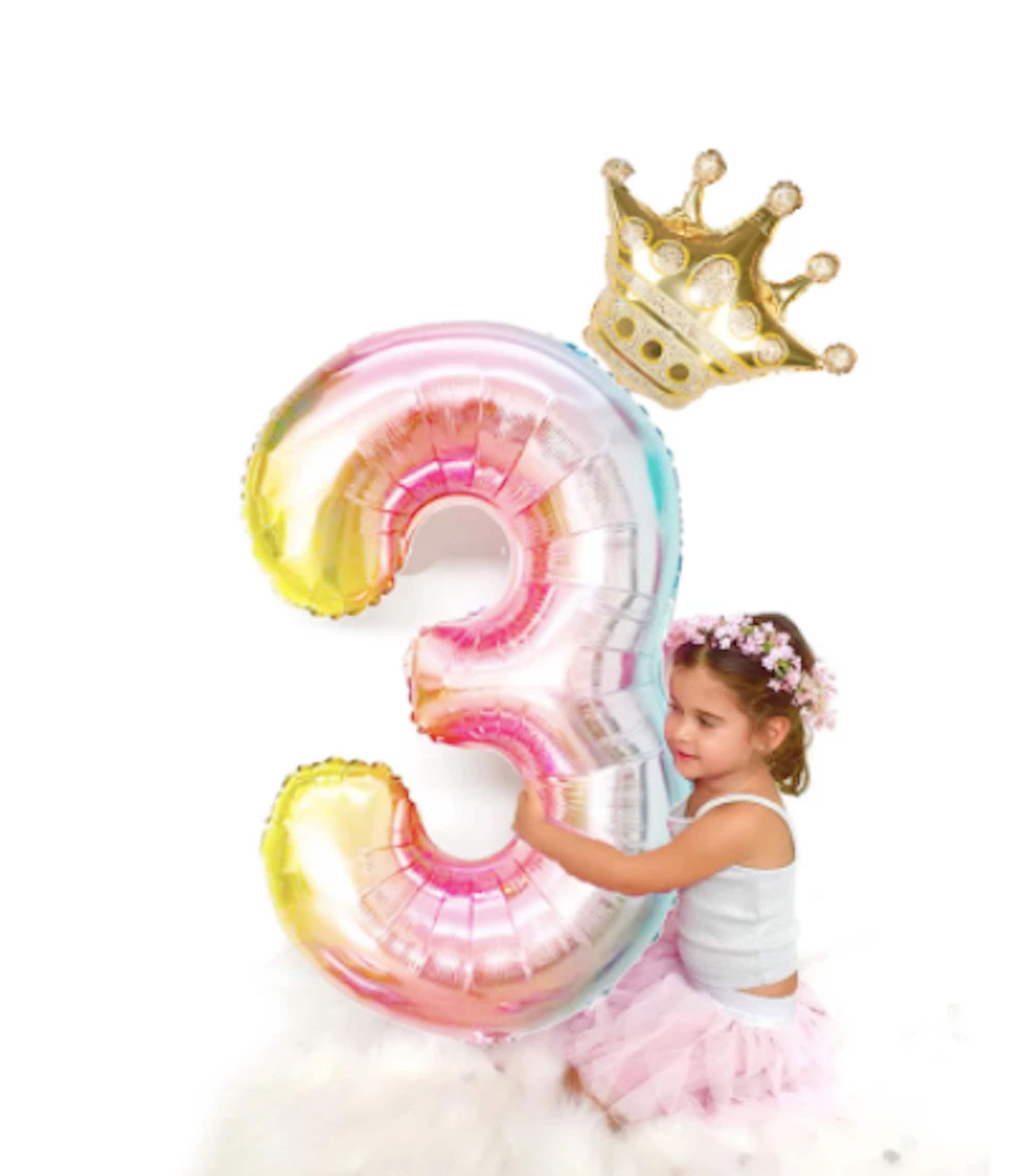 27 Rainbow Number With Crown Balloon Foil - Etsy