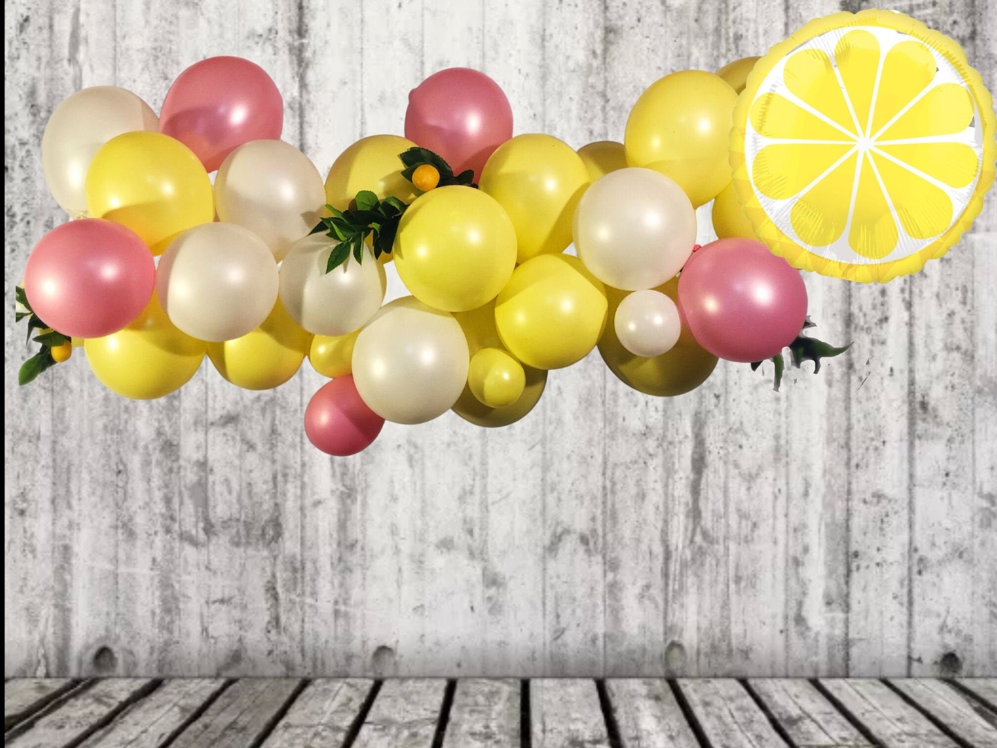 5 FT Pink Lemonade Balloon Garland Kit 5ft-lemon Chiffon Pearl Balloons ...