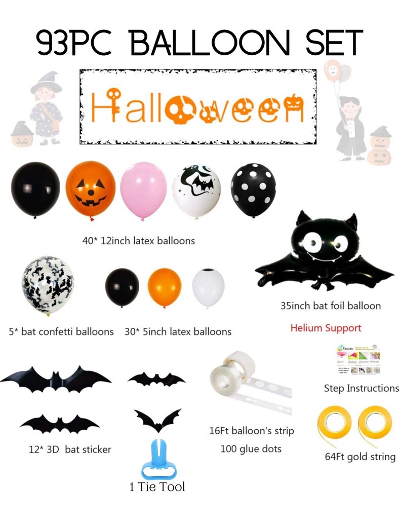 93pc Black Bat, Pink, Orange, Black, Confetti, Eyeball Halloween ...