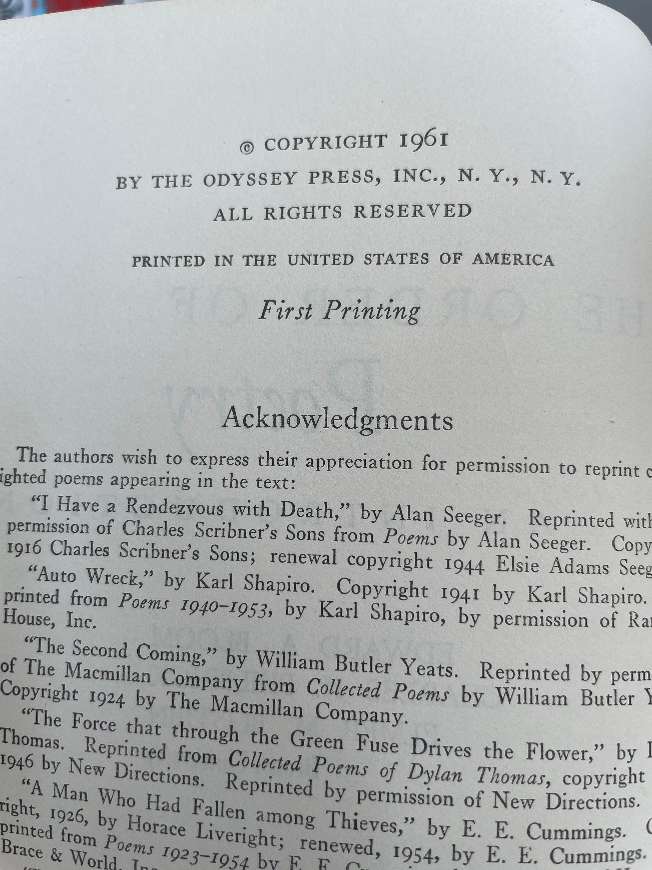 Poetry the Order of Poetry First Printing 1961 - Etsy