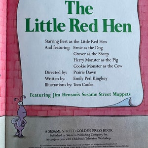 The Sesame Street Players Present the Little Red Hen 1981 Jim Henson - Etsy