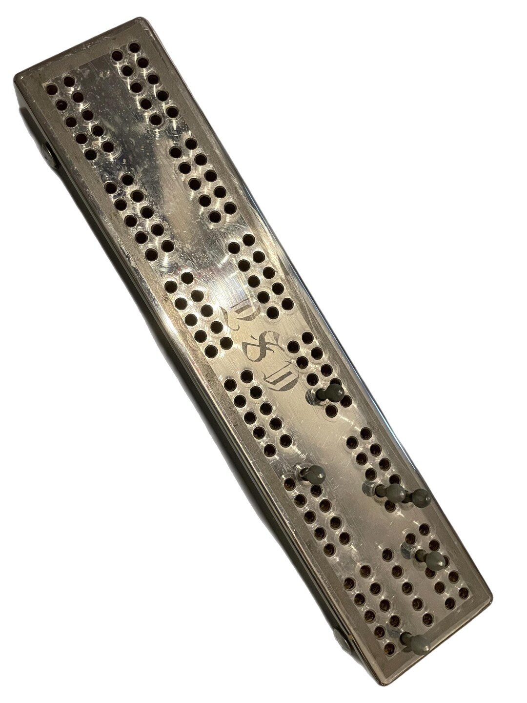 Vintage Metal Cribbage Board With 6 Pins Does Have Initials Engraved ...