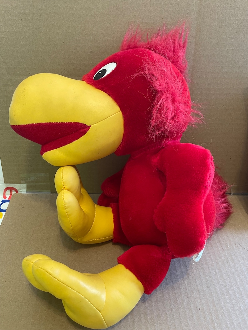 QVC Vintage Red Bird Mascot Large Plush Stuffed Animal Vinyl Beak and ...