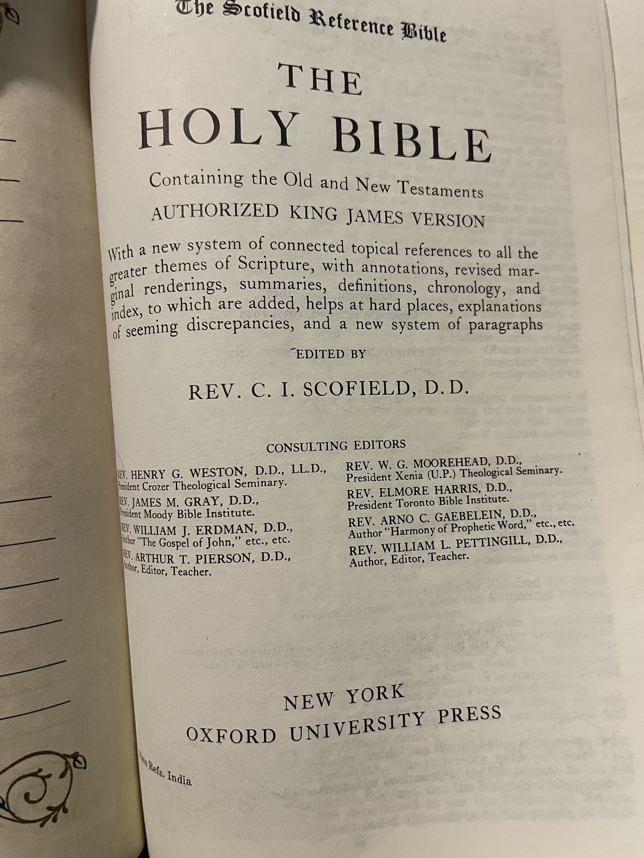 The Scofield Reference Bible 1945 Black Hand Grained Morocco Leather ...