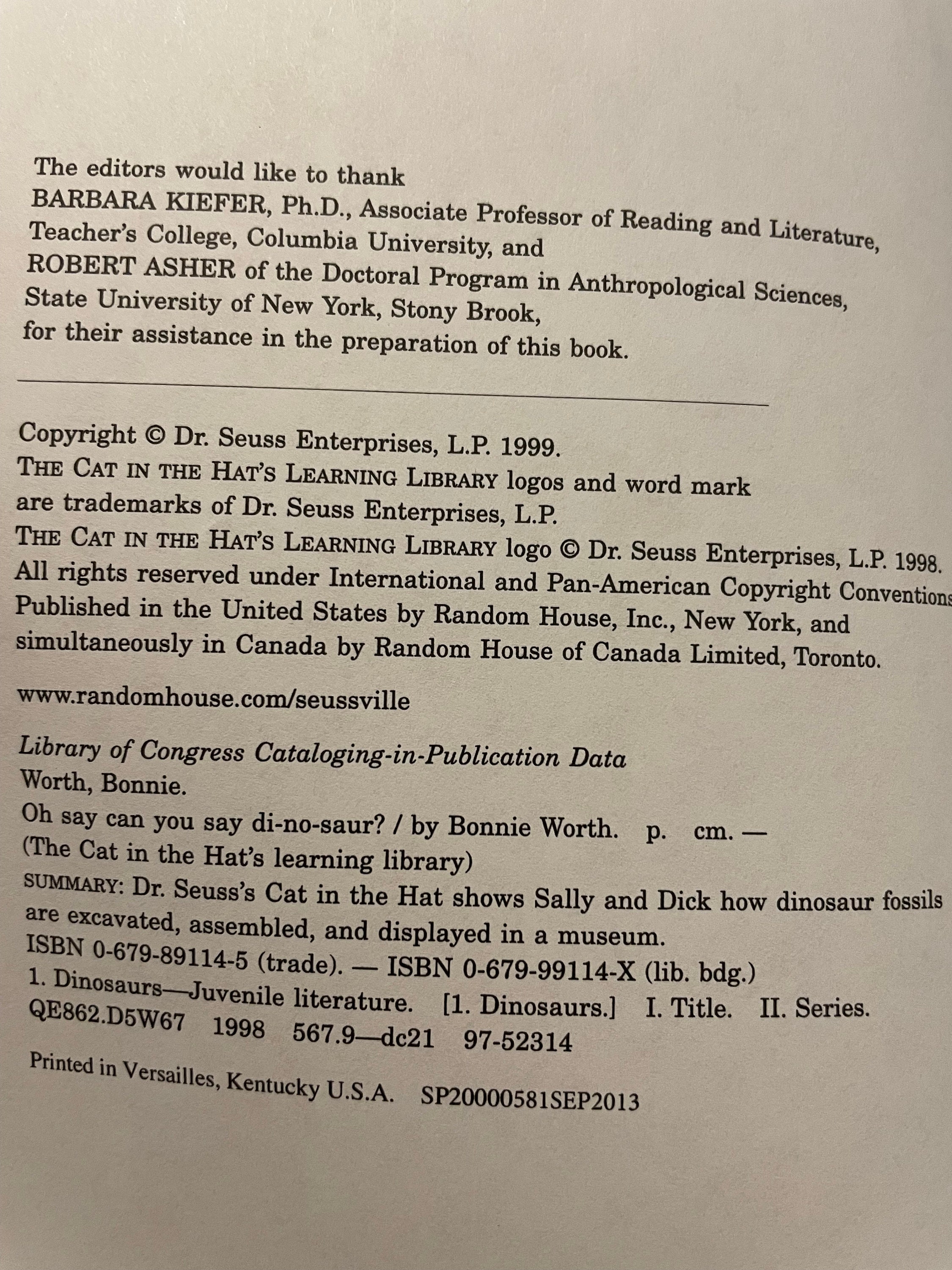 Oh Say Can You Say Di No Saur Dr Seuss - Etsy