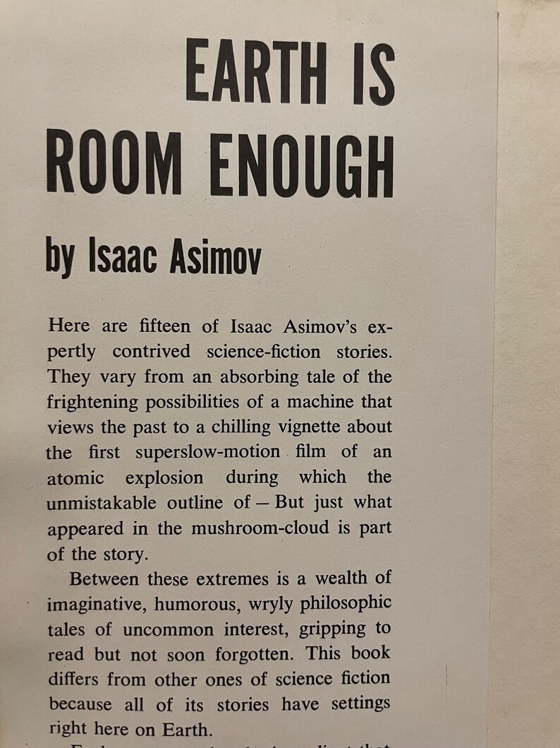 Isaac Asimov Earth is Room Enough 1957 First Edition Doubleday ...