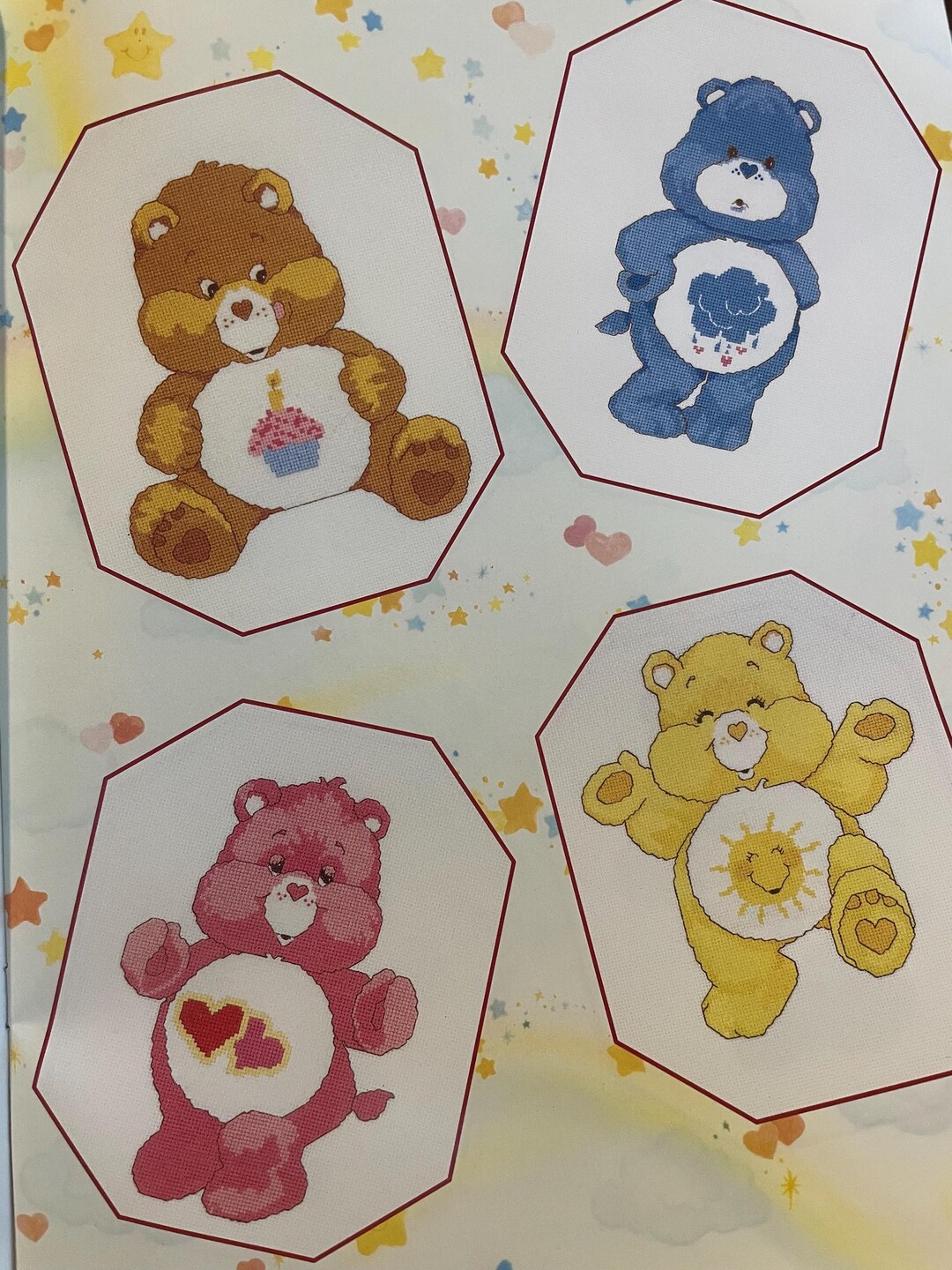 Carebears Cross Stitch Paragon Patterns 1986 American Greetings Can Use in Pillows Blankets Wall ...