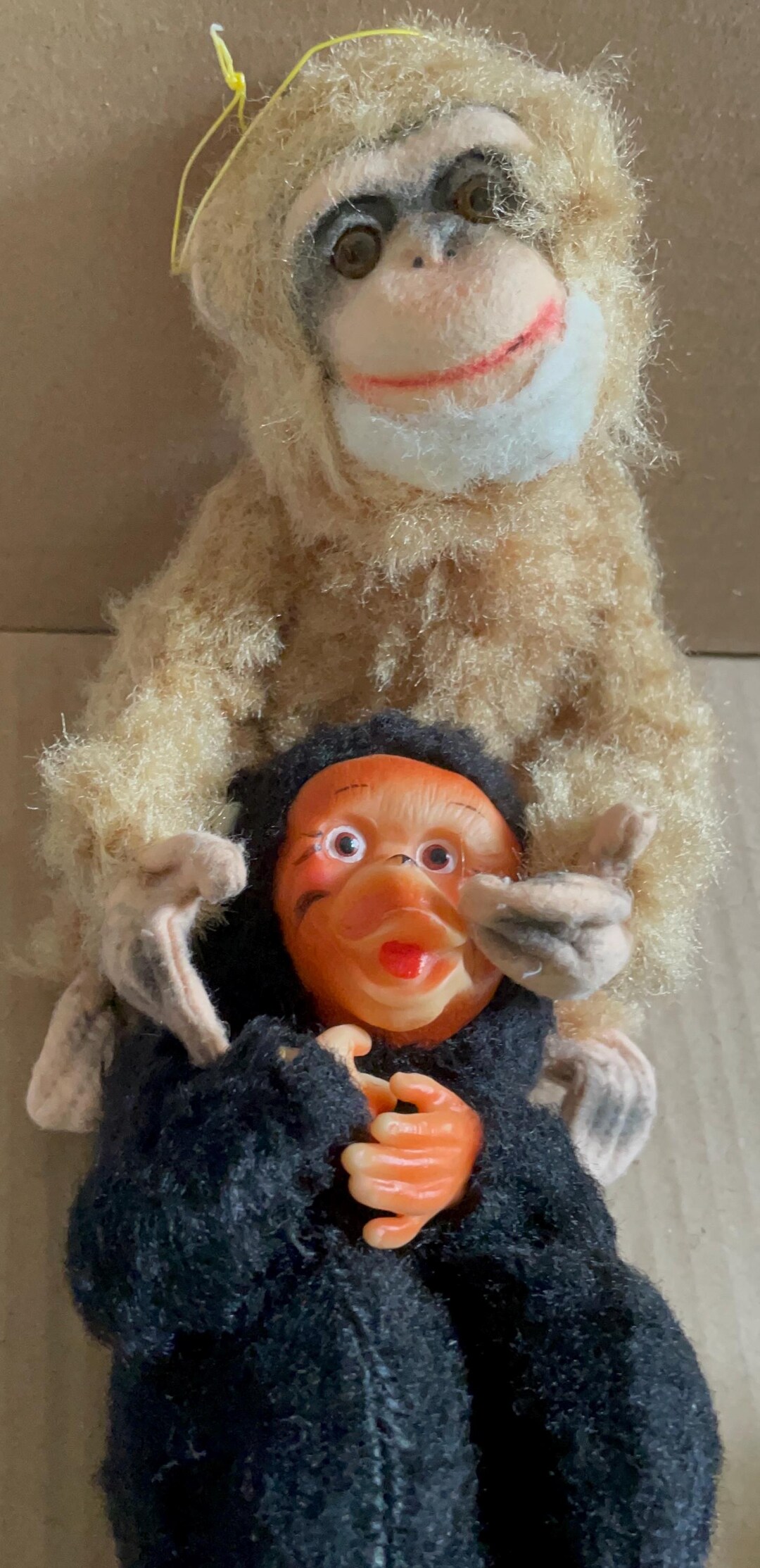 Monkeys 2 Vintage Hard Stuffed Black and Brown One Rubber or Plastic ...