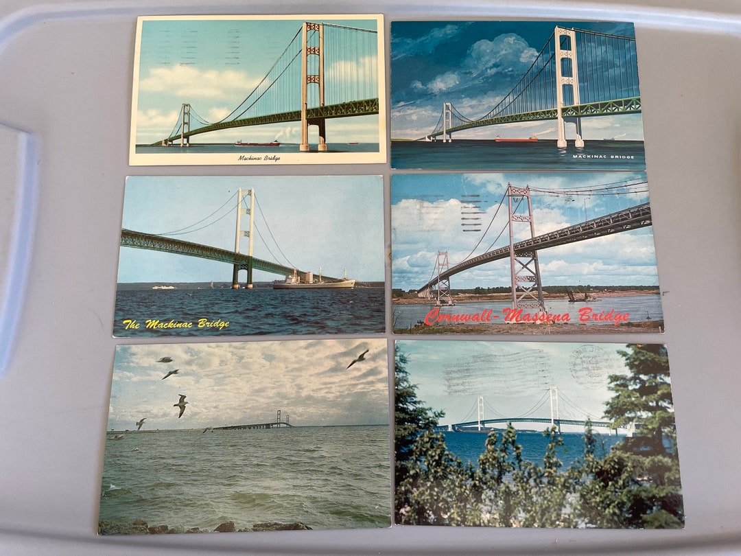 Mackinac Bridge Vintage Postcards Michigan Pack of 9 From 1950’s 1960’s ...