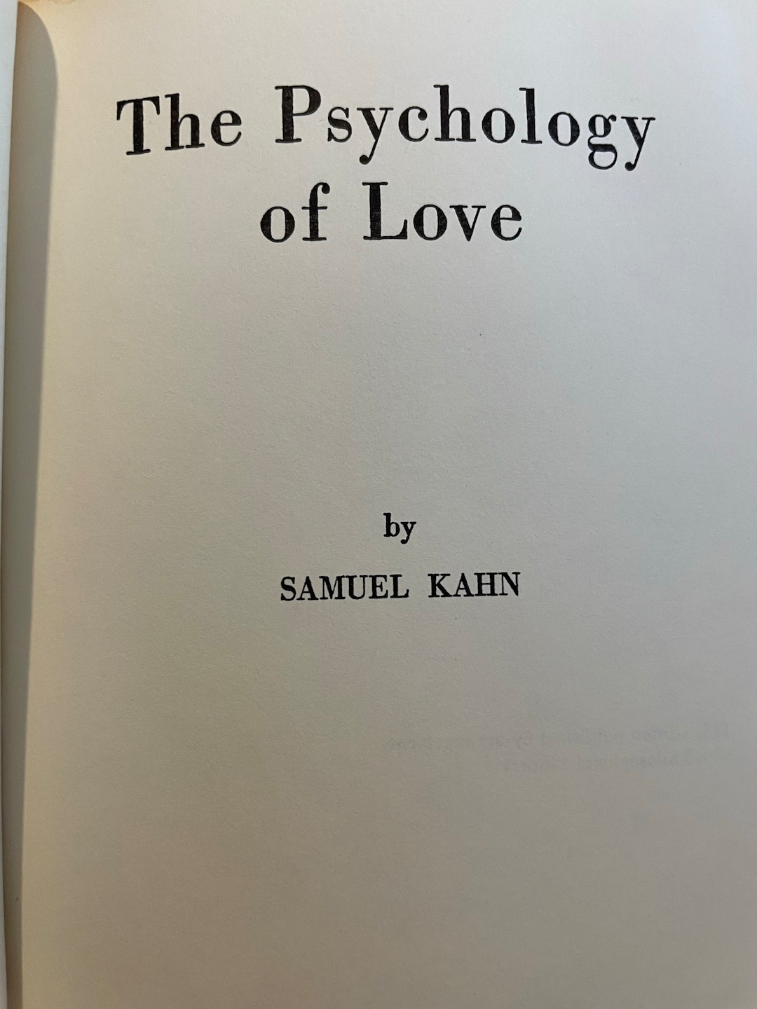 The Psychology of Love Samuel Kahn - Etsy