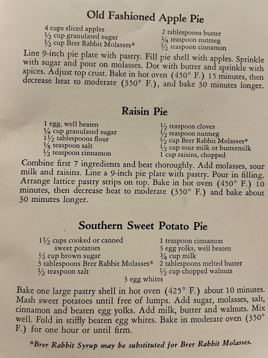 Brer Rabbit’s Modern Recipes for Modern Living Very Special Molasses ...