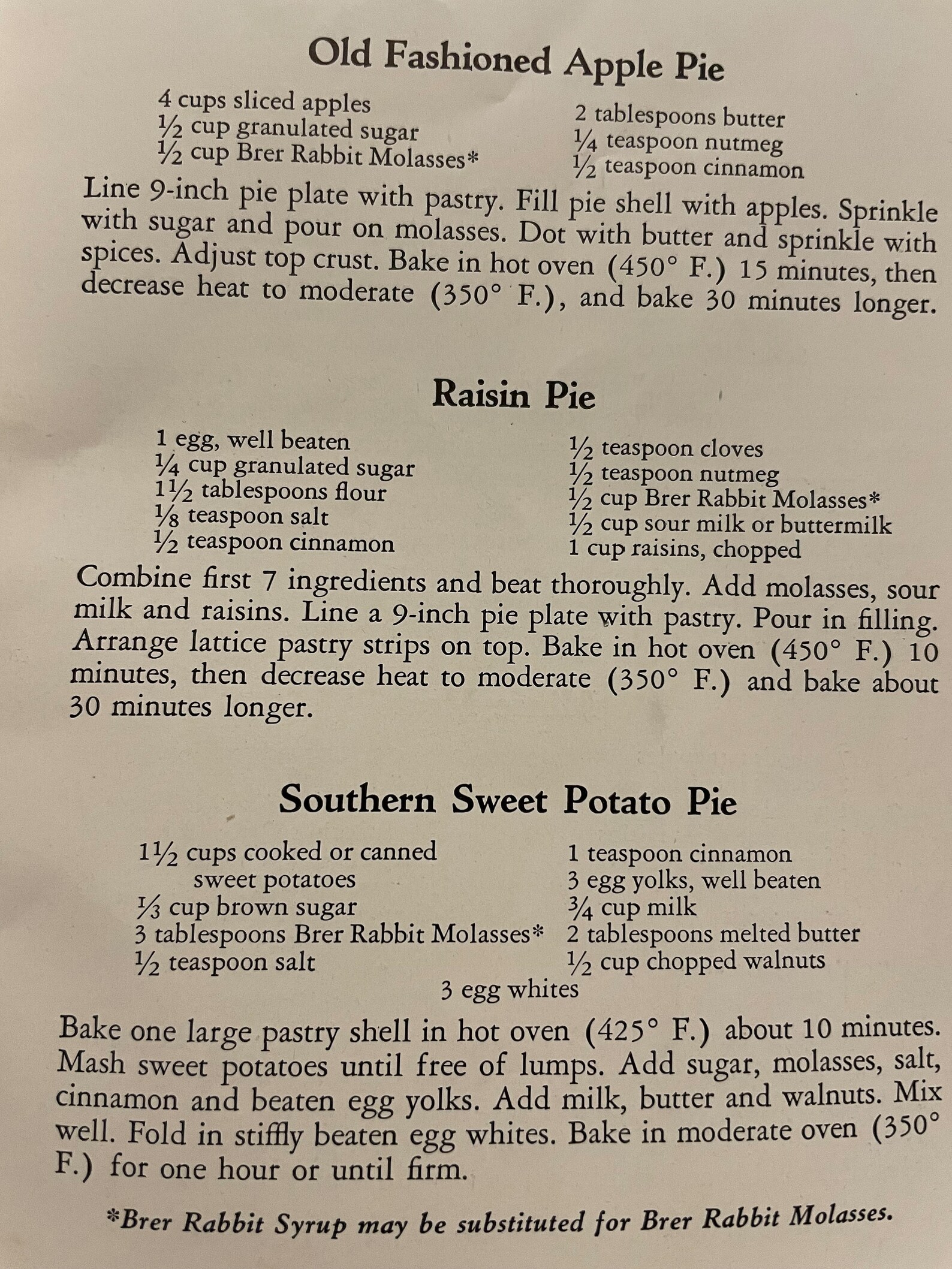 Brer Rabbit’s Modern Recipes for Modern Living Very Special Molasses ...