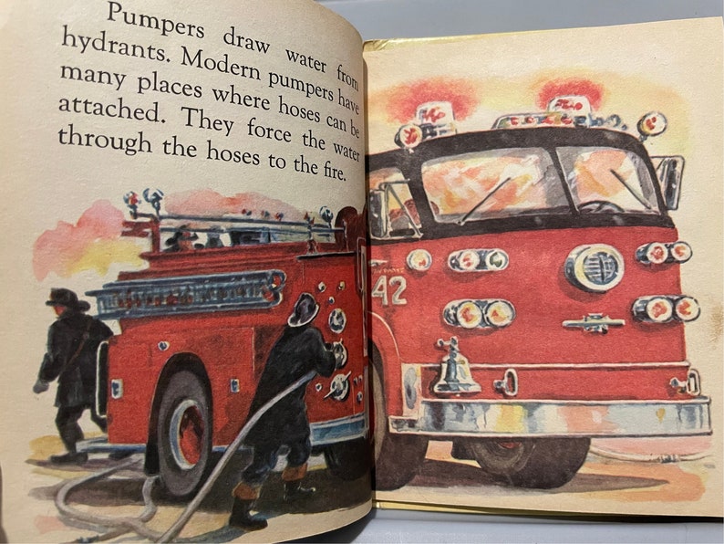 Firefighters Elf Book Vintage 1971 Fire Engines Trucks Firemen - Etsy