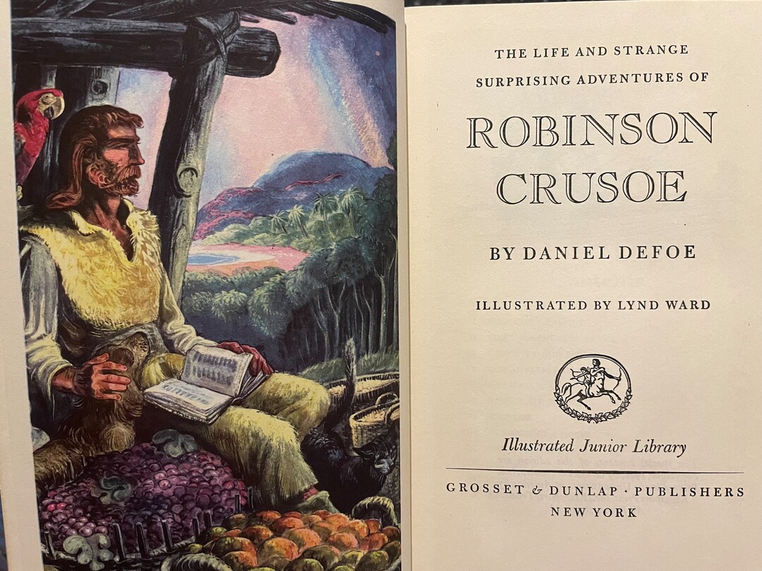 Robinson Crusoe by Daniel Defoe Copyright 1946 Color Illustrations - Etsy
