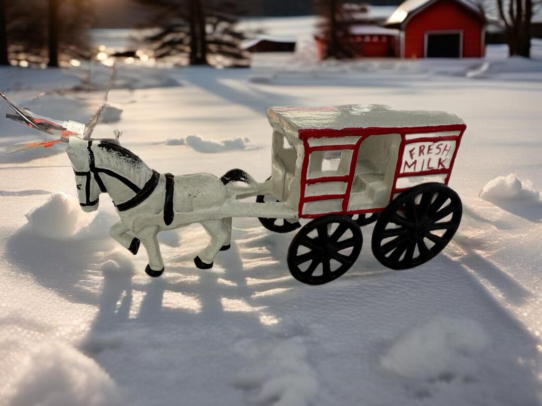 Cast Iron Horse Drawn Milk Cart Milkman Fresh Milk Wagon - Etsy