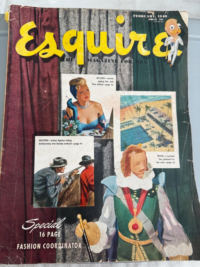 Esquire Magazine Lot 3 Not Perfect Some Page Tears and Cut Outs but ...