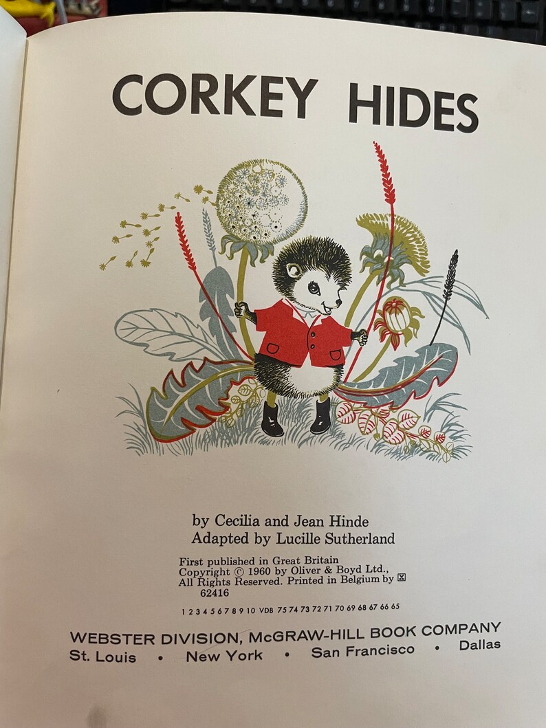 Corkey the Hedgehog Hides MCM 1960 Read for Fun Series - Etsy