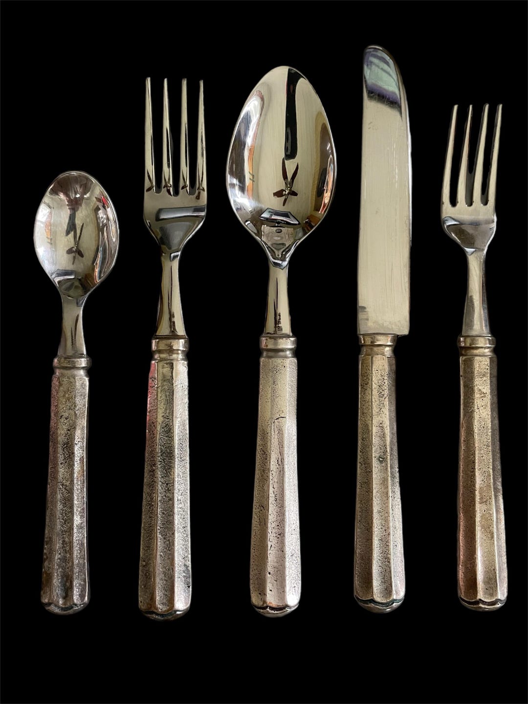 Pottery Barn TIVOLI Brass and Stainless India Silverware Used a Salad ...