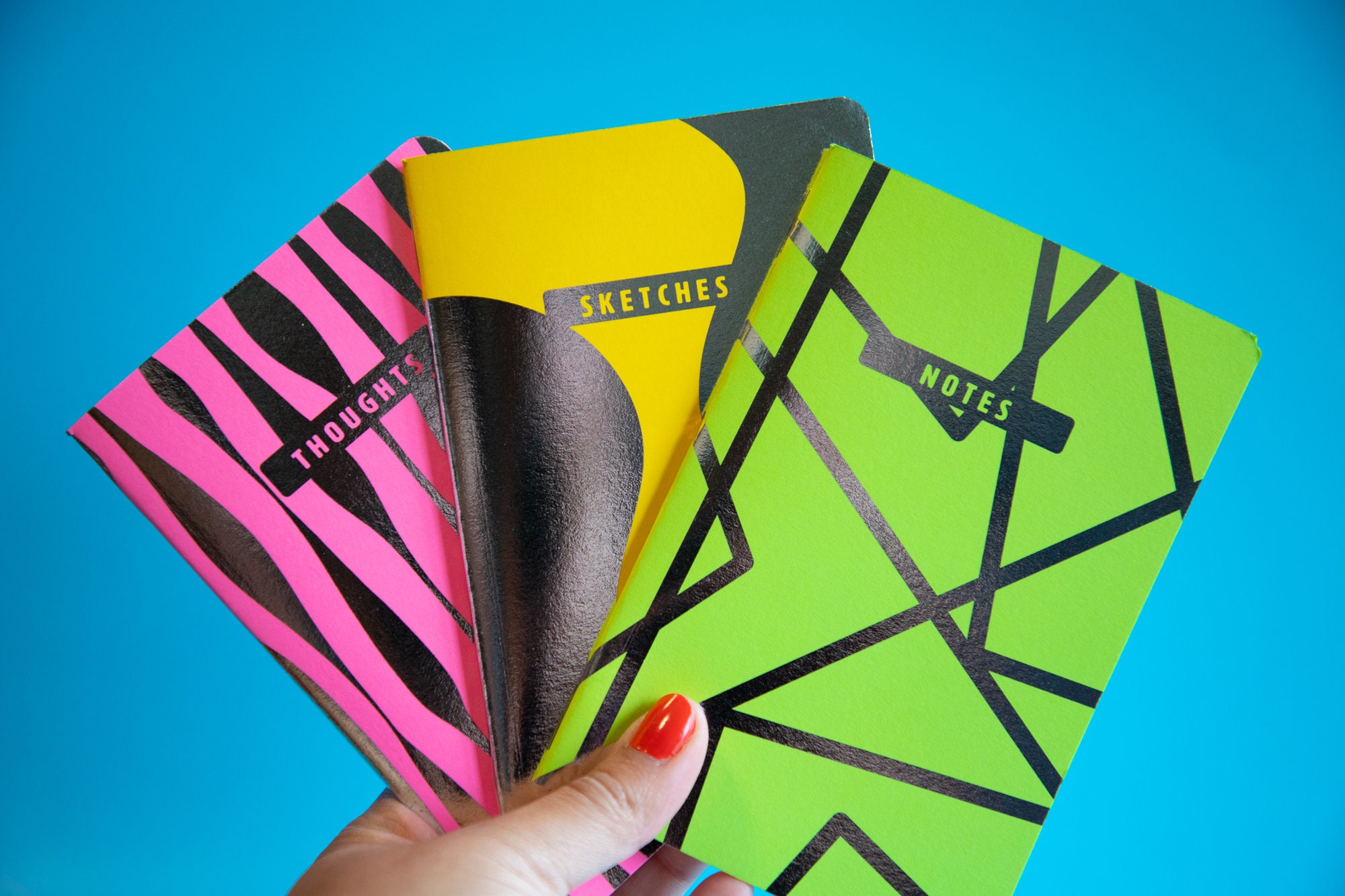 Silver Foil Neon Mini Notebooks Graphic Design Notebook Pocket Notebook ...