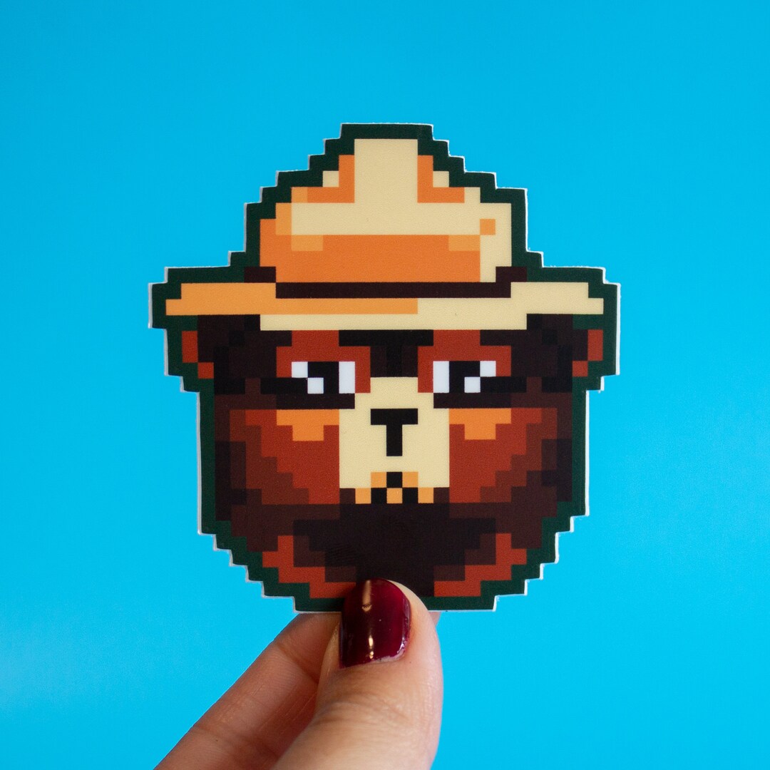 Smokey Bear Pixel Sticker Prevent Wildfires, Bear Sticker, Camping ...