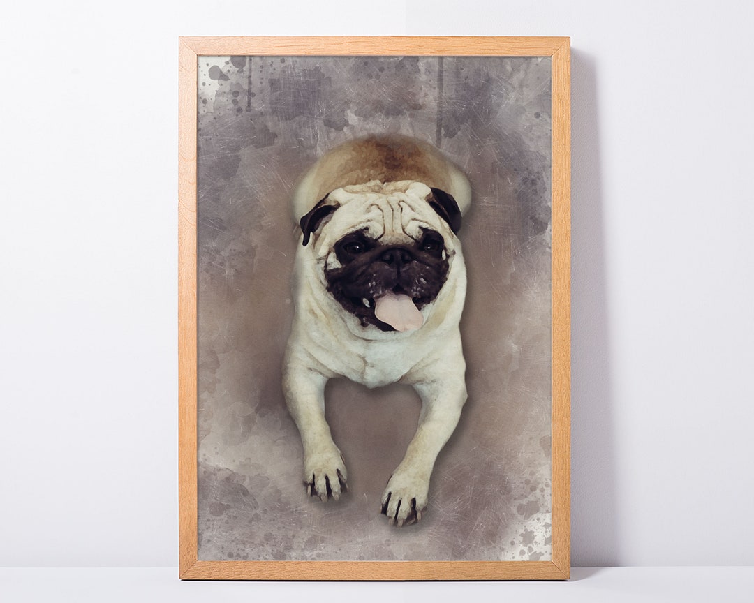 Custom Pug Portrait, Custom Pet Portrait, Personalized Pug Gift ...