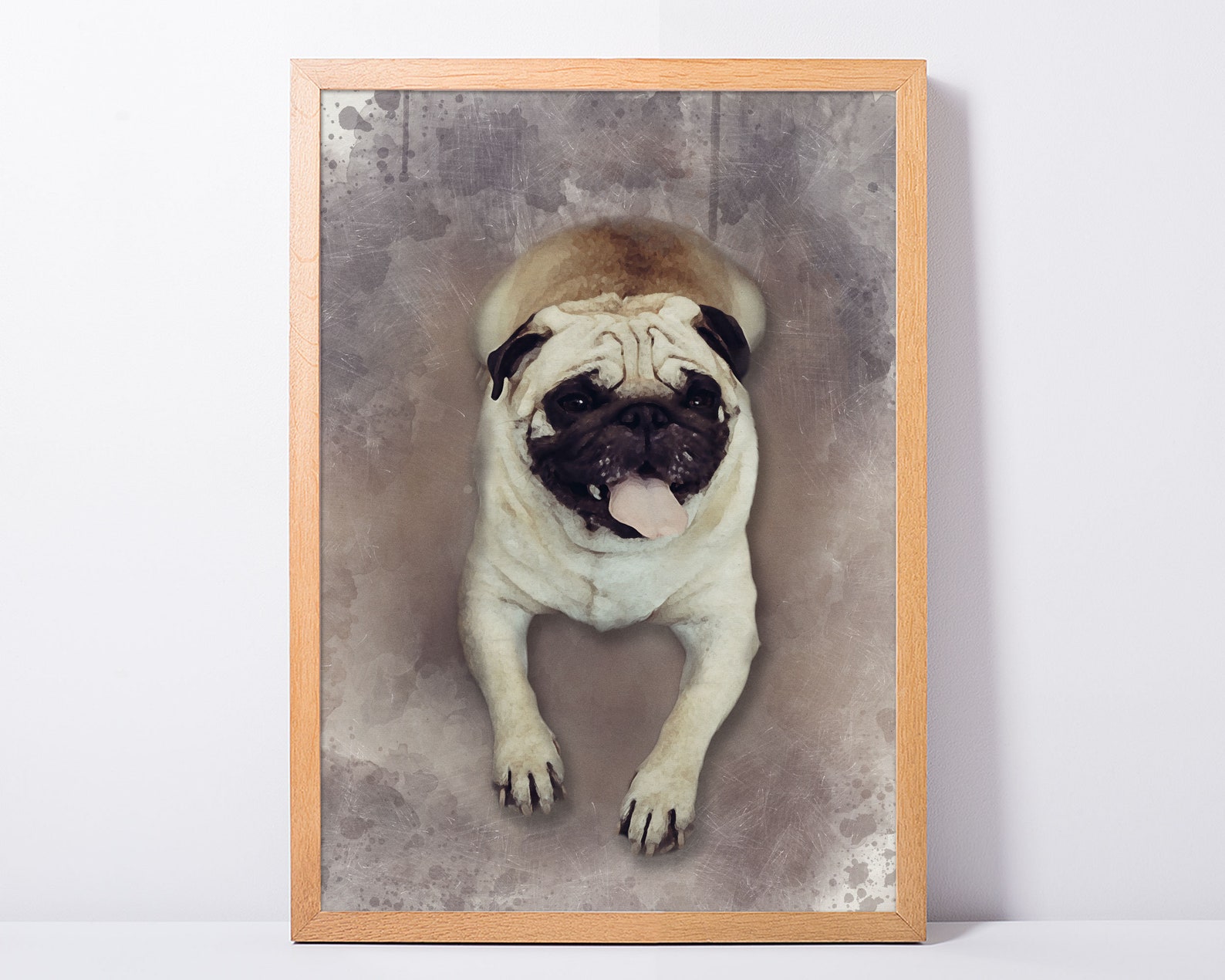 Custom Pug Portrait Custom Pet Portrait Personalized Pug - Etsy
