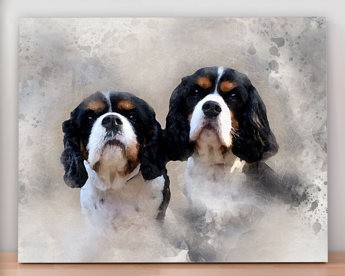 Personalized Multiple Dog Portrait Canvas: Custom Pet Memorial Gift - Etsy