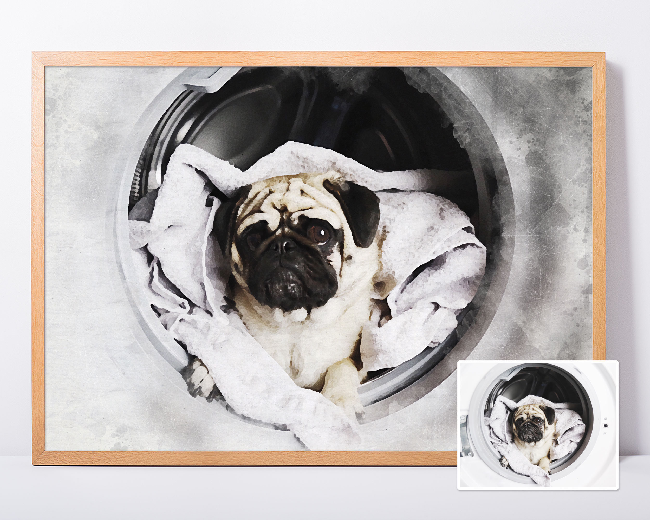 Custom Pug Portrait, Custom Pet Portrait, Personalized Pug Gift ...