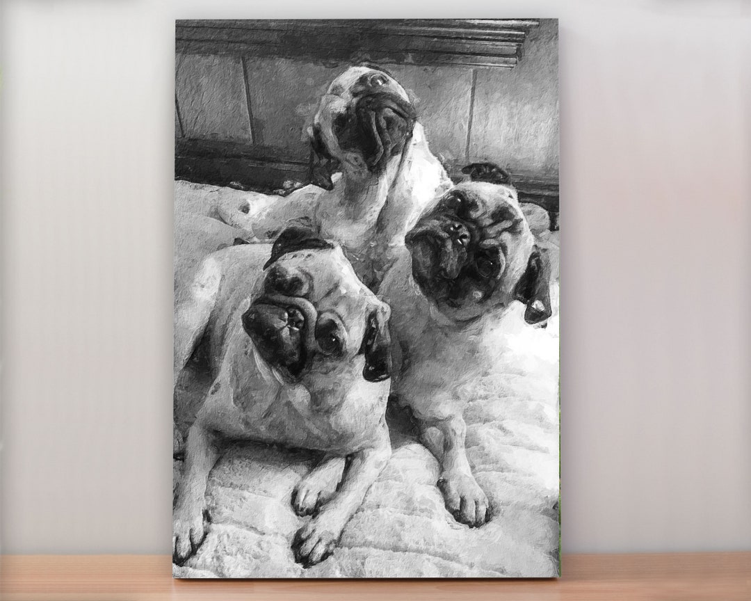 Personalized Multiple Dog Portrait Canvas Custom Multiple Pet Portrait ...