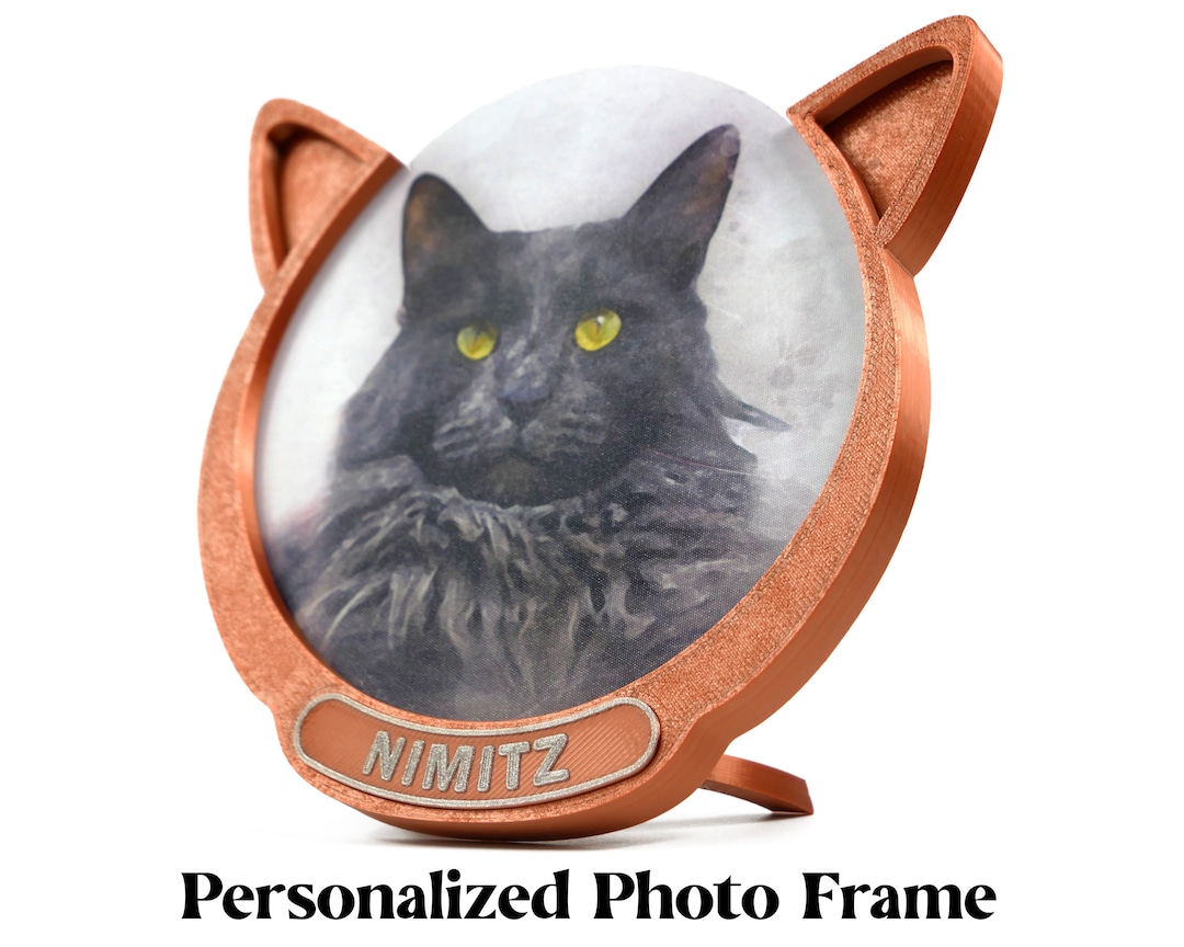 Personalized Cat Portrait Frame: Copper Pet Photo Keepsake - Etsy