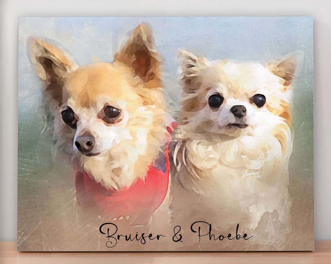 Personalized Multiple Dog Portrait Canvas Custom Multiple Pet | Etsy